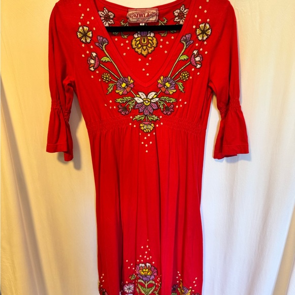 Johnny Was | Tops | Johnny Was Red Floral Embroidered Tunic | Poshmark
